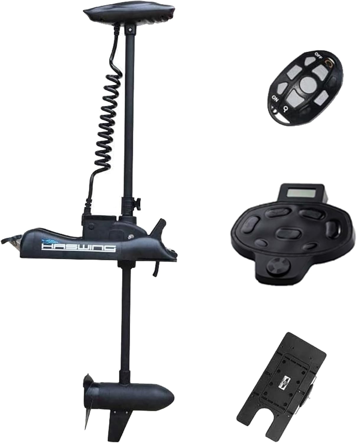 AQUOS Haswing Black 12V55LBS 48inch Bow Mount Trolling Motor with 2.4 G ...