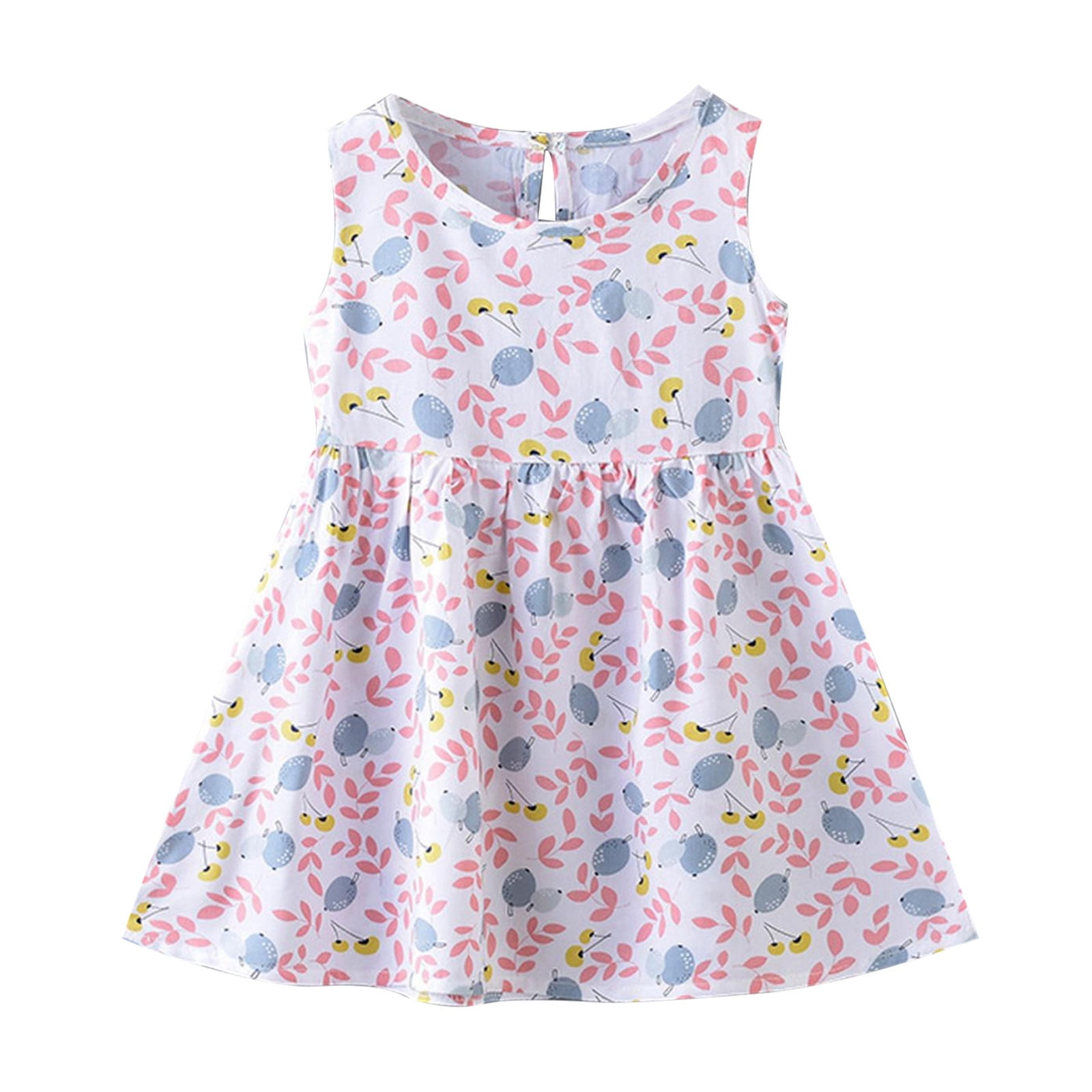 AQUTE Girls Floral Summer Dress - Kids Princess Beach A-Line Vest Dress ...