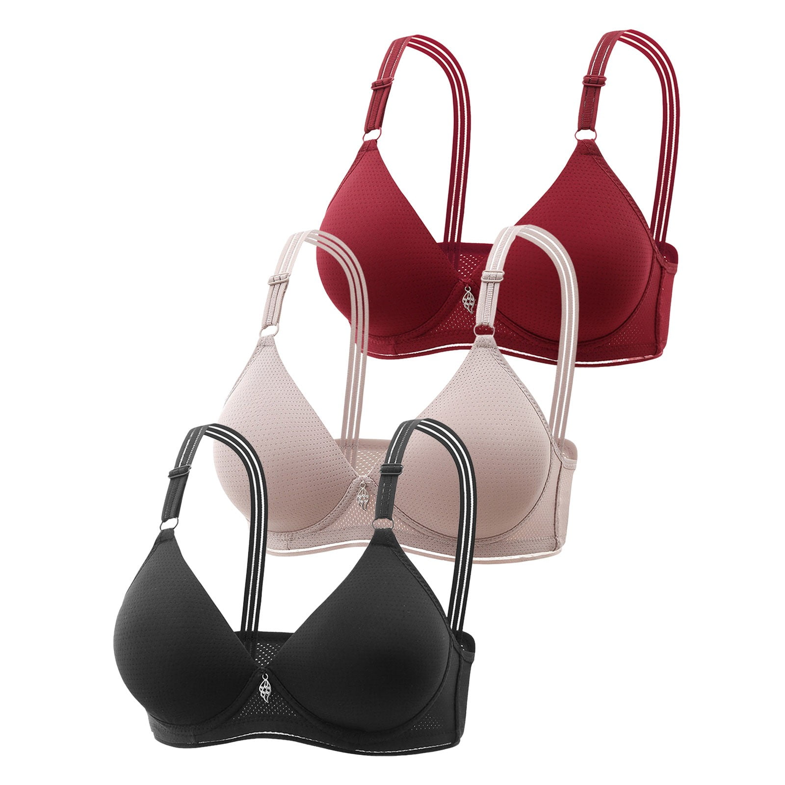 AQUTE Women Bra 3-Pack Wireless Bra - Comfortable Summer Thin Chest ...