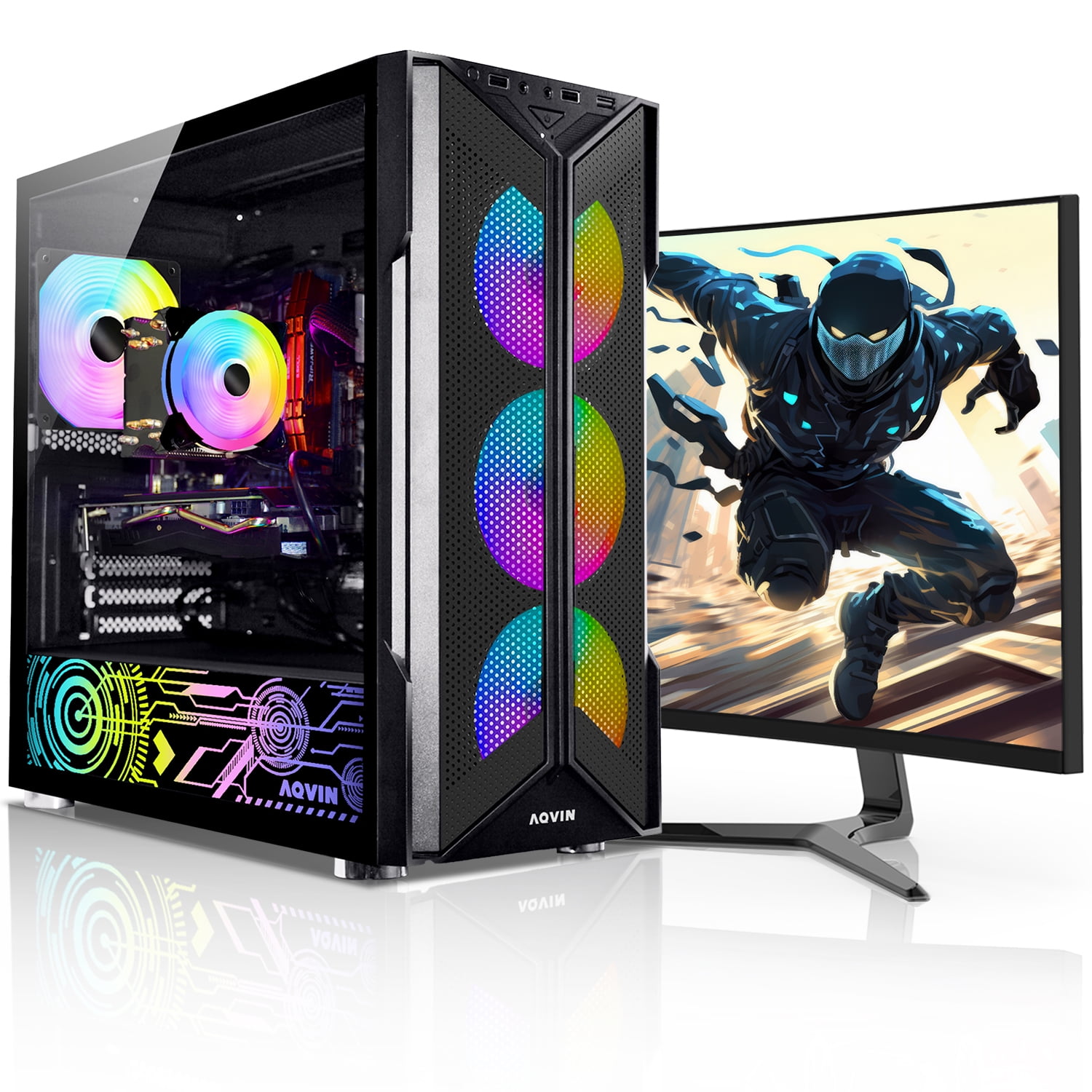 AQVIN-AQ20 Gaming PC Tower Desktop Computer - New 24 inch Curved Gaming ...