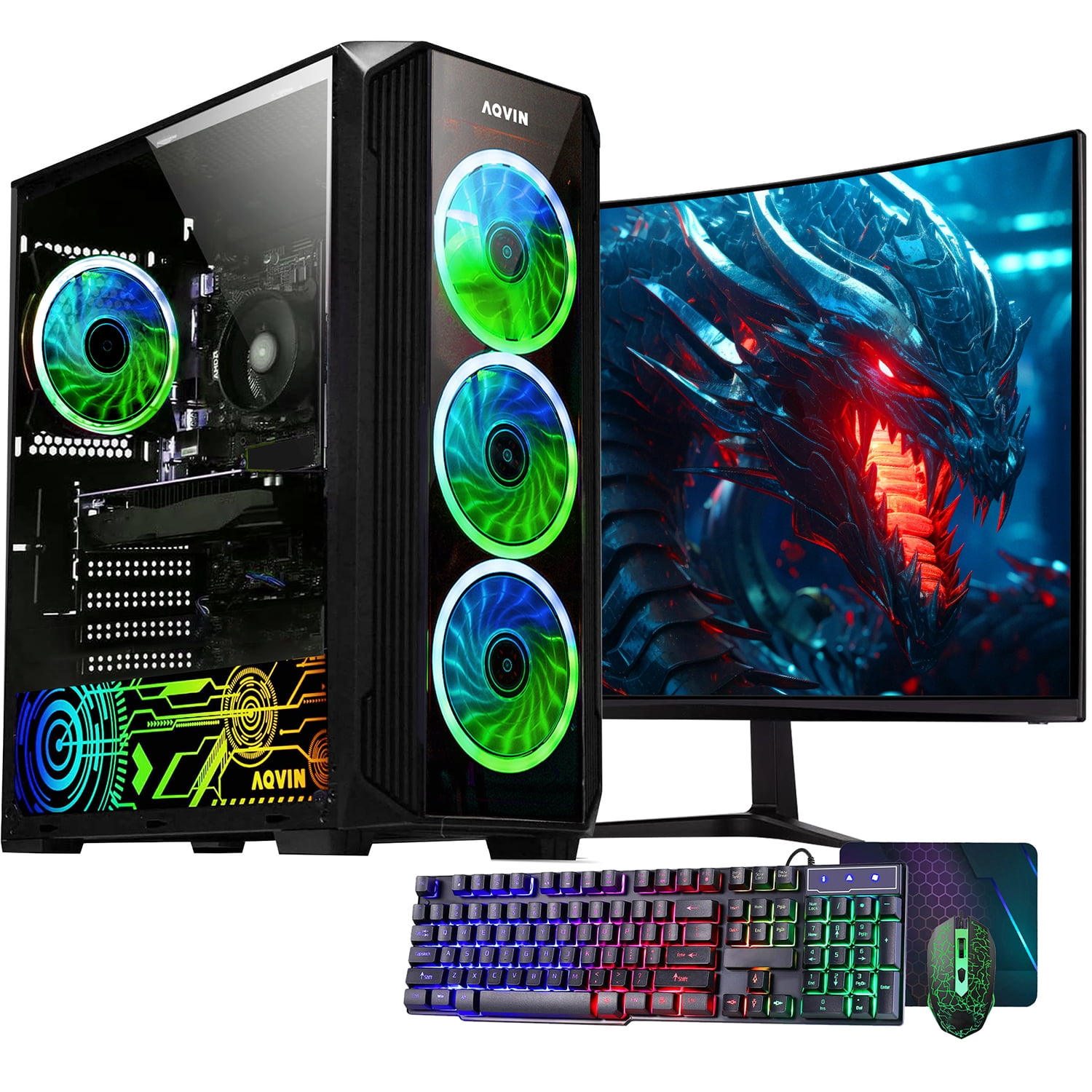 AQVIN PC Gaming Desktop AMD RYZEN 7 CPU 32GB DDR4 RAM 512GB SSD RTX ...