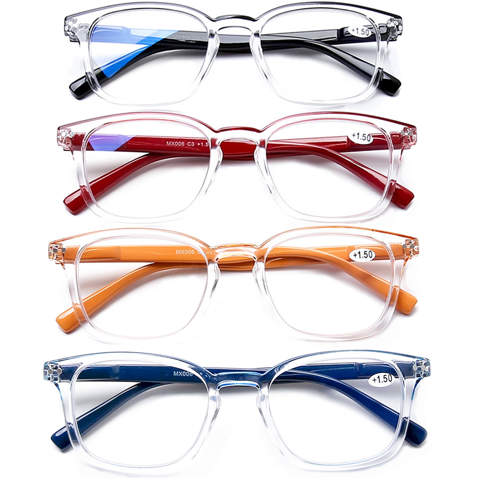 AQWANO Designer Reading Glasses Blue Light Blocking, Computer Clear ...