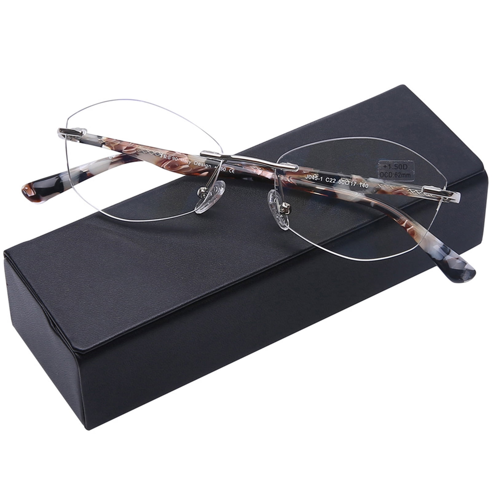 AQWANO Rimless Computer Reading Glasses Women Fashion Designer Blue ...
