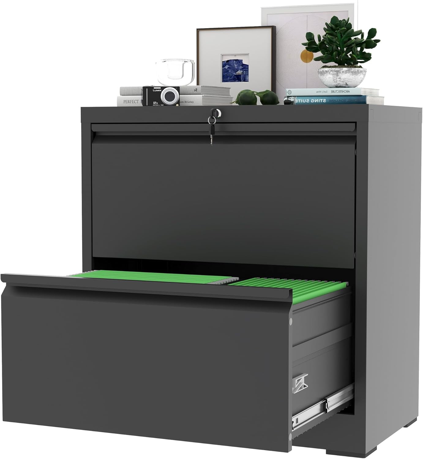 AQY 2 Drawer File Cabinet with Lock,Metal Lateral File Cabinets for Home Office,Steel Wide ...