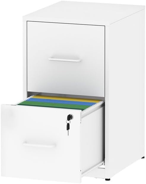 AQY 2 Drawer File Cabinet with Lock, Metal White Filing Cabinets for ...