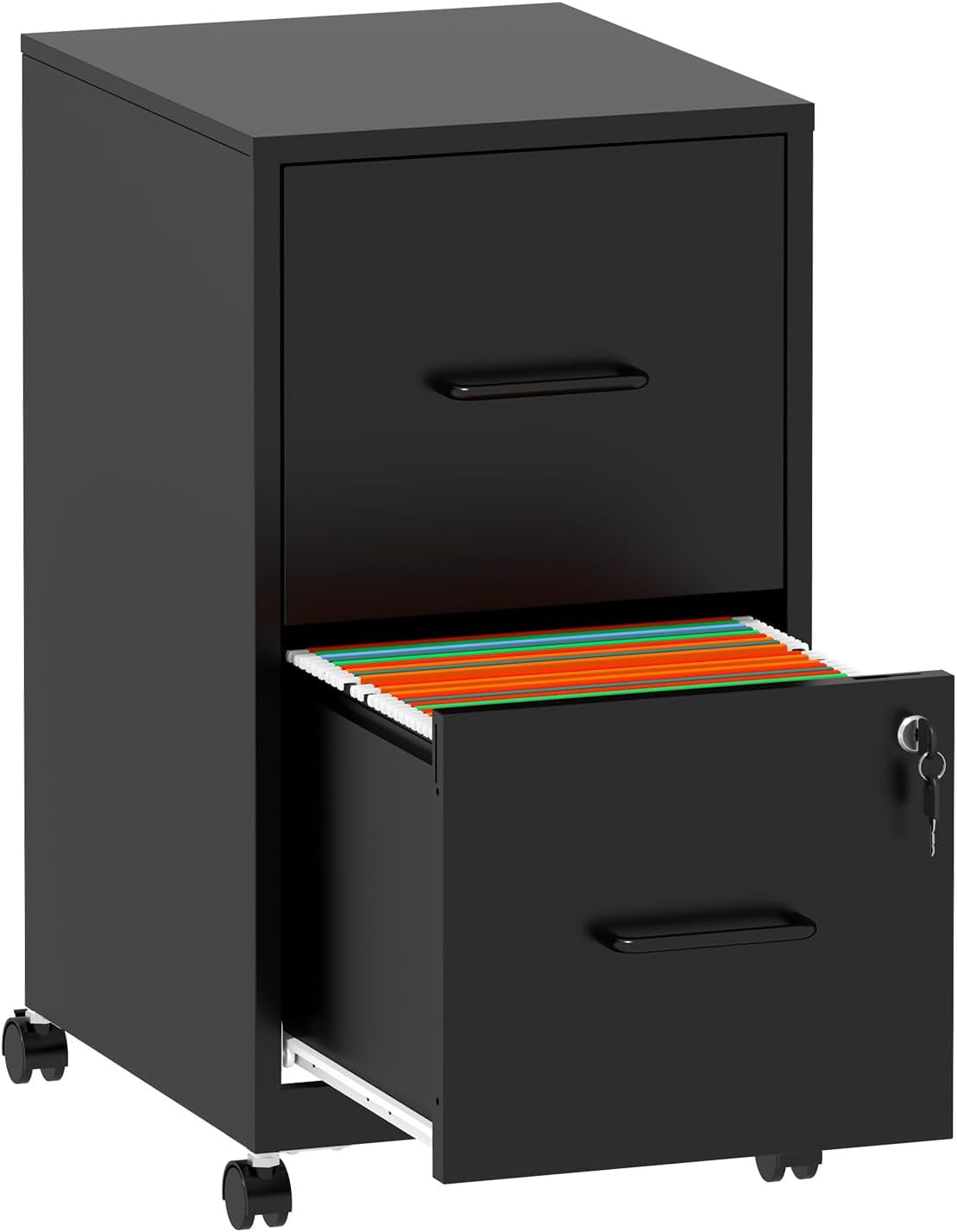 AQY 2 Drawer Mobile File Cabinet with Lock, Rolling Metal Filing ...