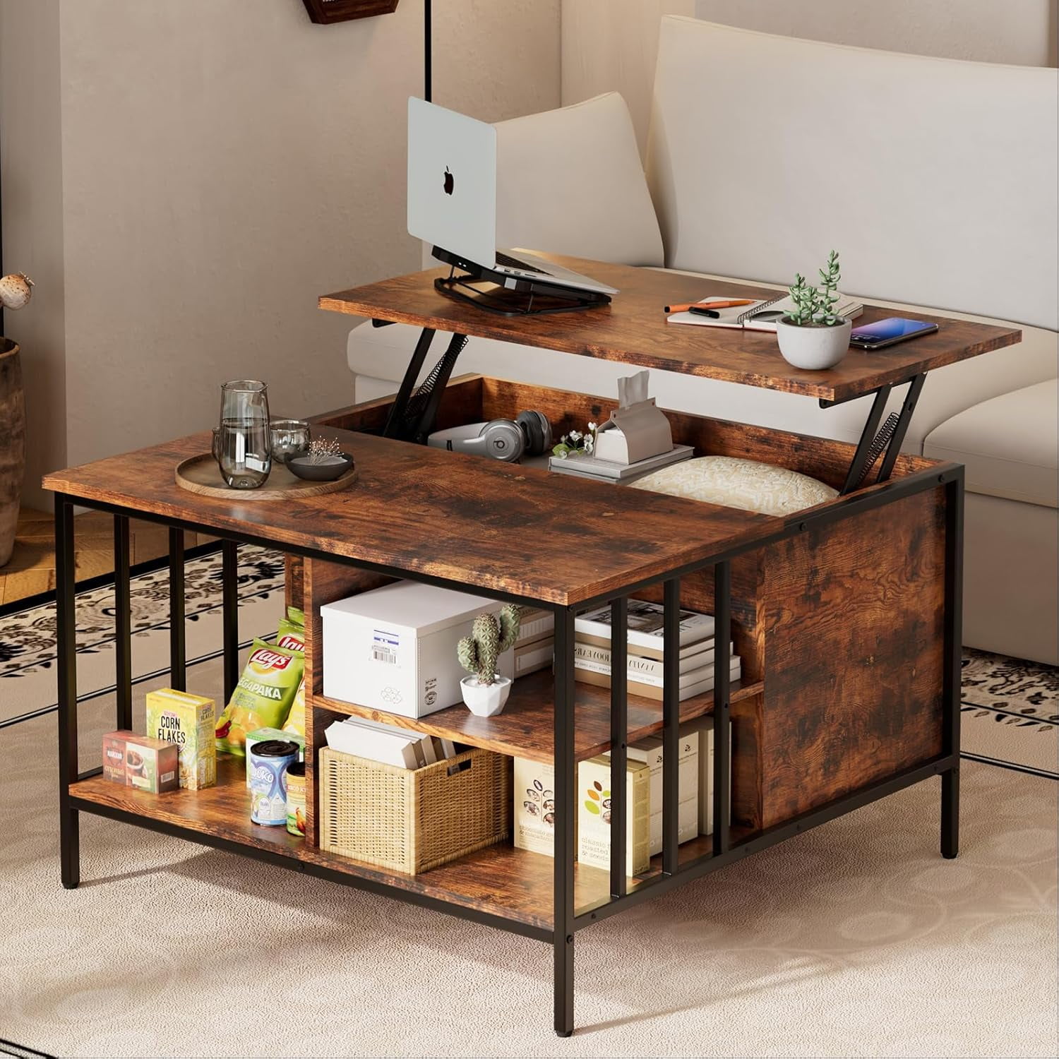 AQY 32.4" Lift Top Coffee Table with Storage, Square Coffee Tables for ...