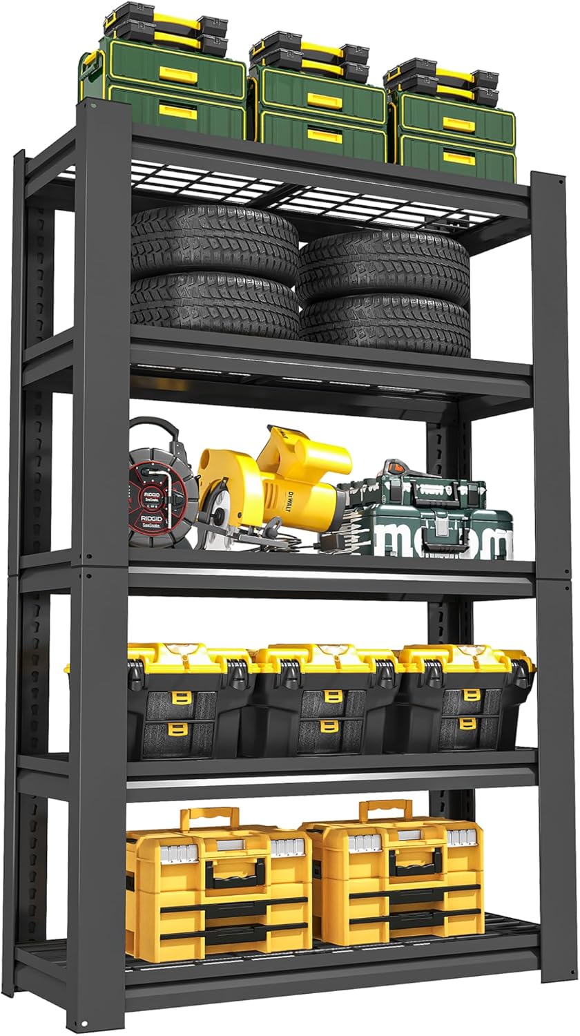 AQY 72" H|36" W Garage Shelving Heavy Duty, Metal Adjustable 5 Tiers ...