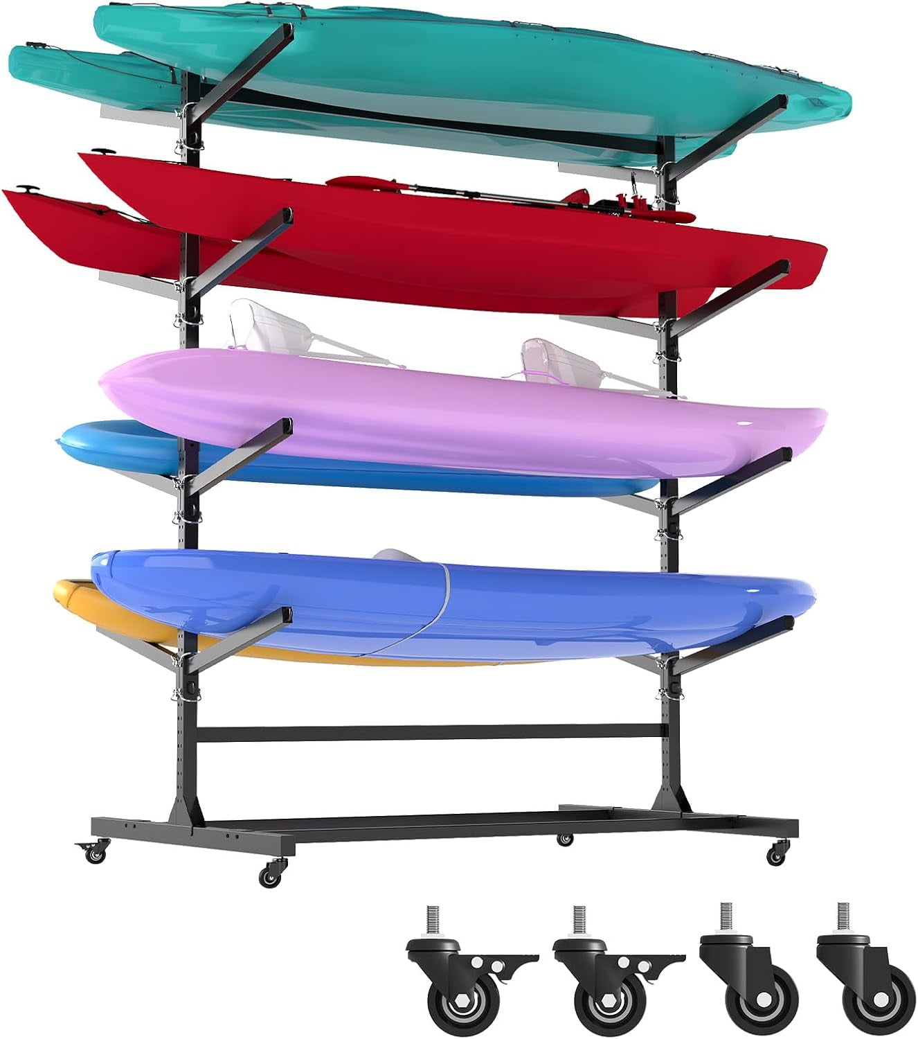 AQY Kayak Storage Rack,Heavy Duty Steel Adjustable Freestanding Kayak ...