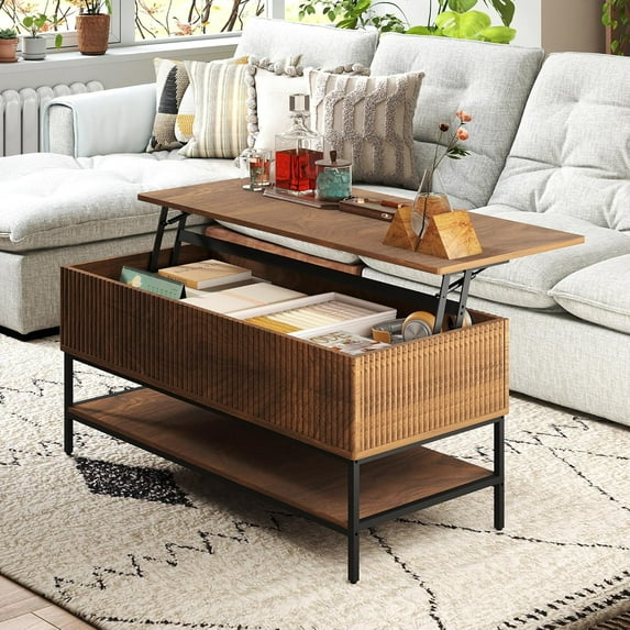 AQY Lift Top Coffee Table with Storage, 39.2" Modern Wooden Center ...