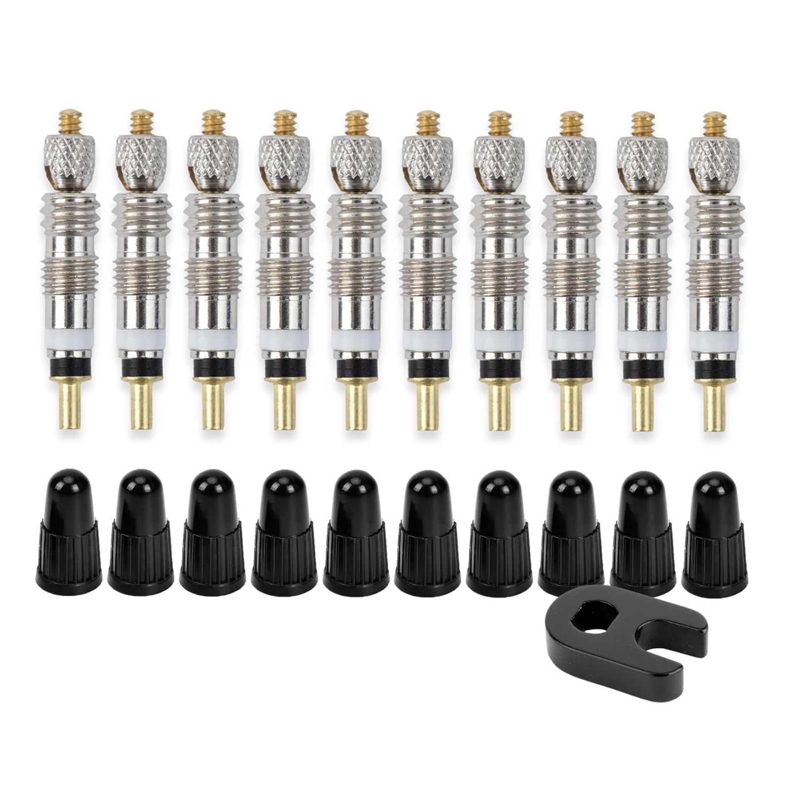 Presta Valve Core 10-Pack s With Plastic Caps And Core Removal Presta ...