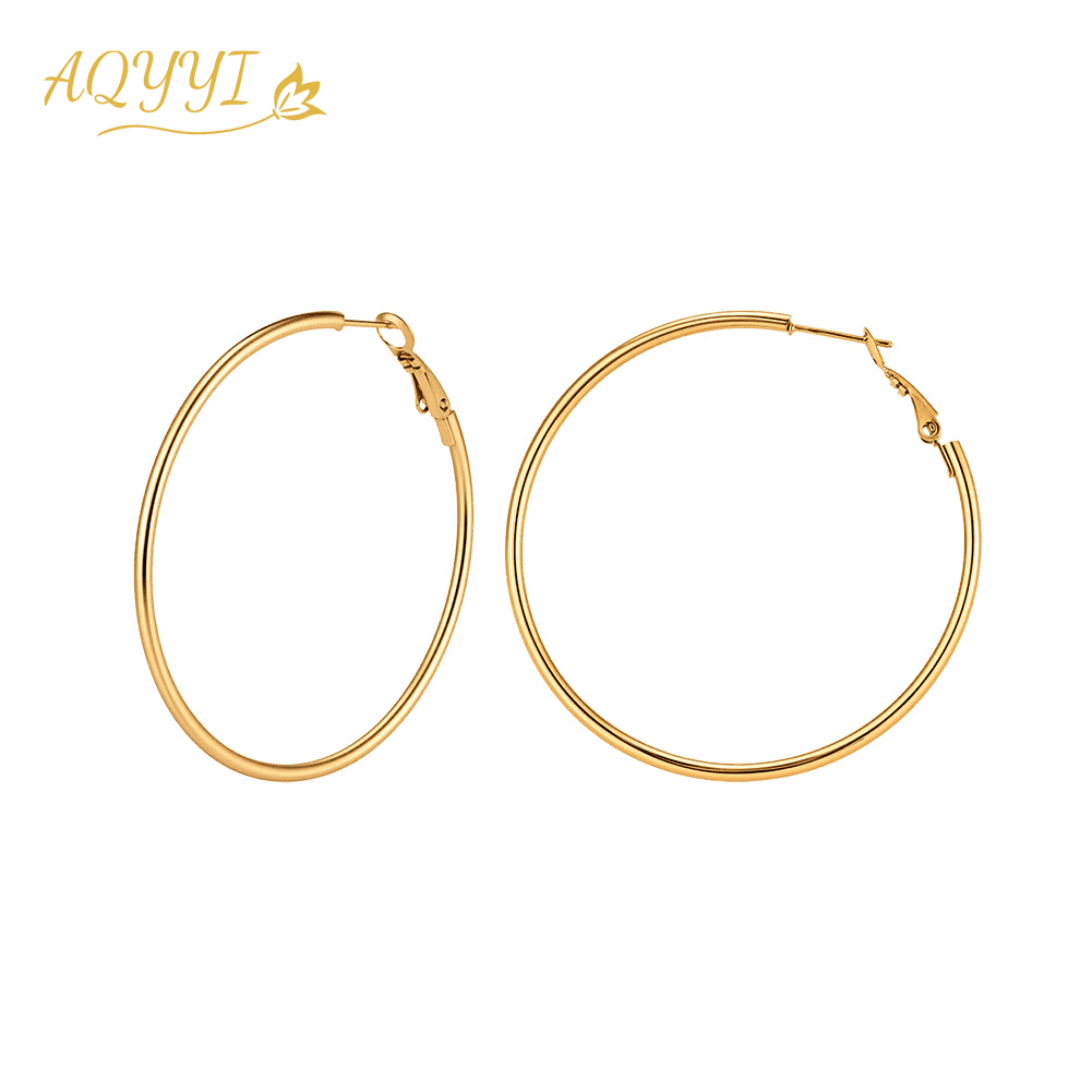 AQYYI 14K Gold Plated 50mm Thin Large Hoop Earrings, Hypoallergenic ...