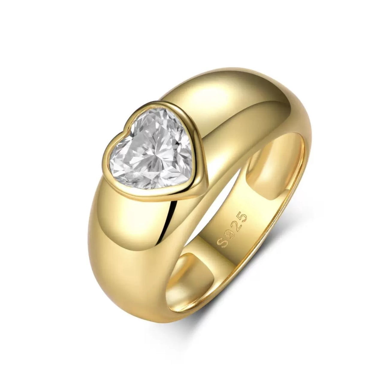 AQYYI 18K Gold Plated S925 Silver Plated Chunky Heart Cubic Zirconia ...