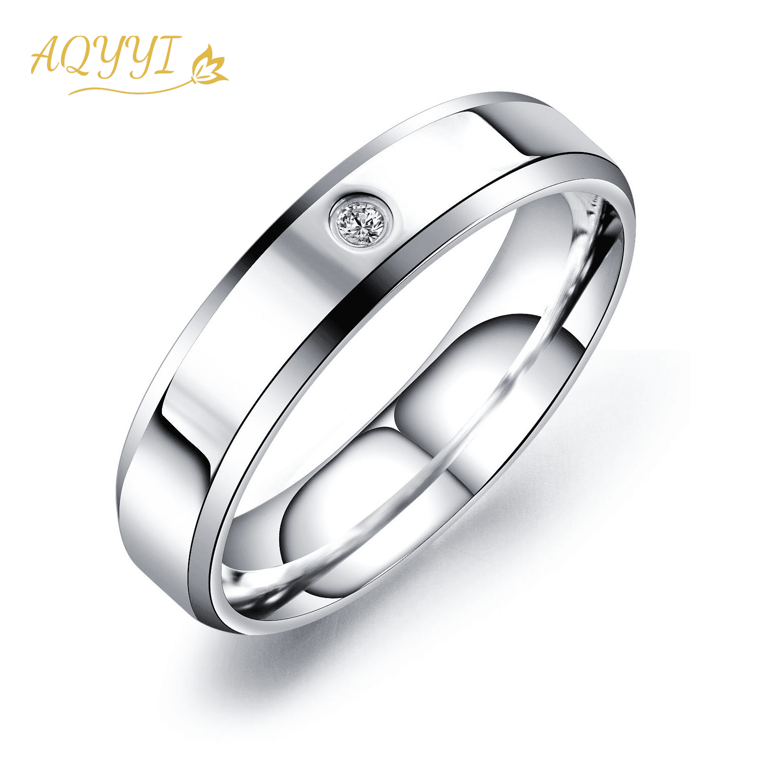 AQYYI Tungsten Carbide Wedding Band, Single Cubic Zirconia Comfort Fit ...