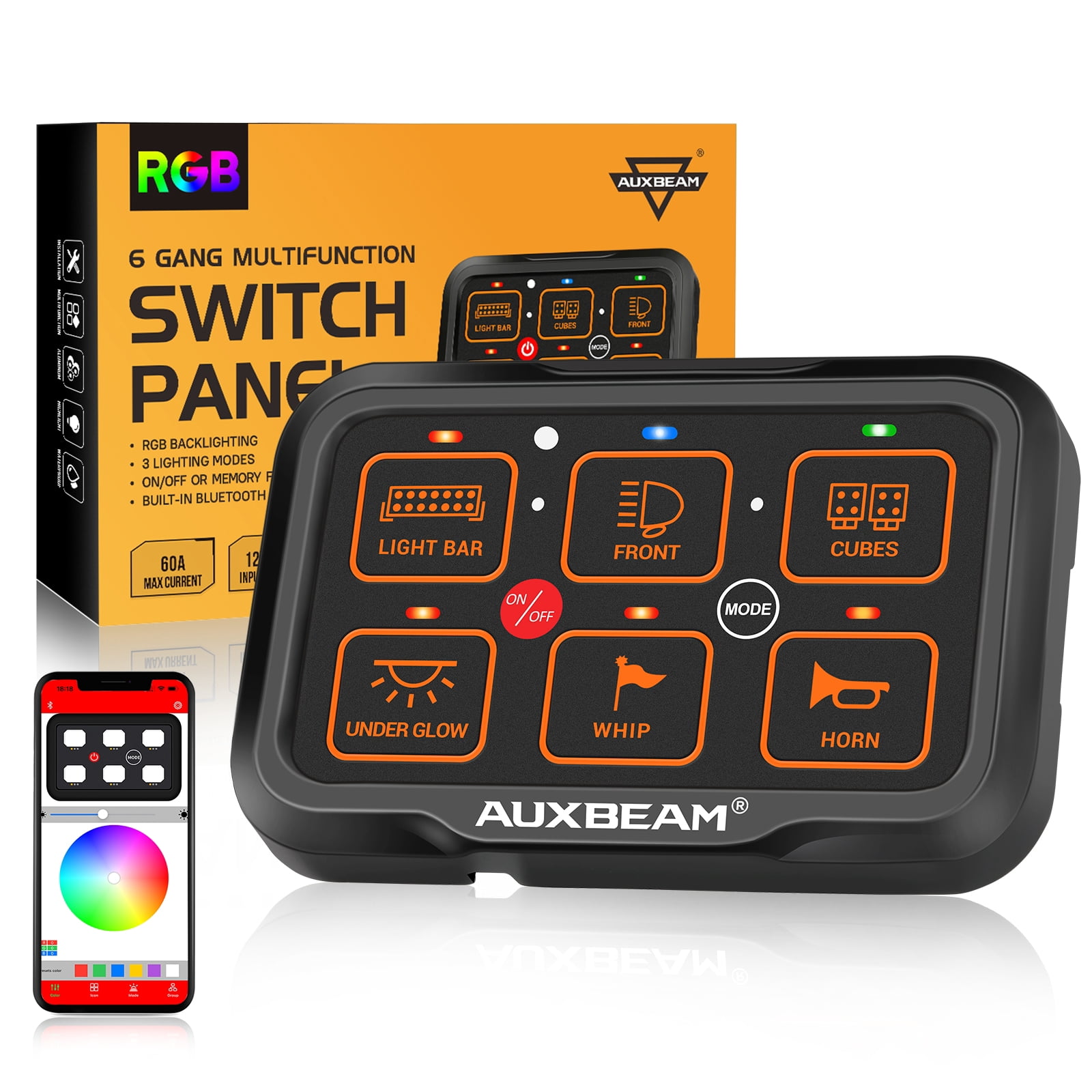 AR-600 RGB Switch Panel with APP, Toggle/ Momentary/ Pulsed Mode ...