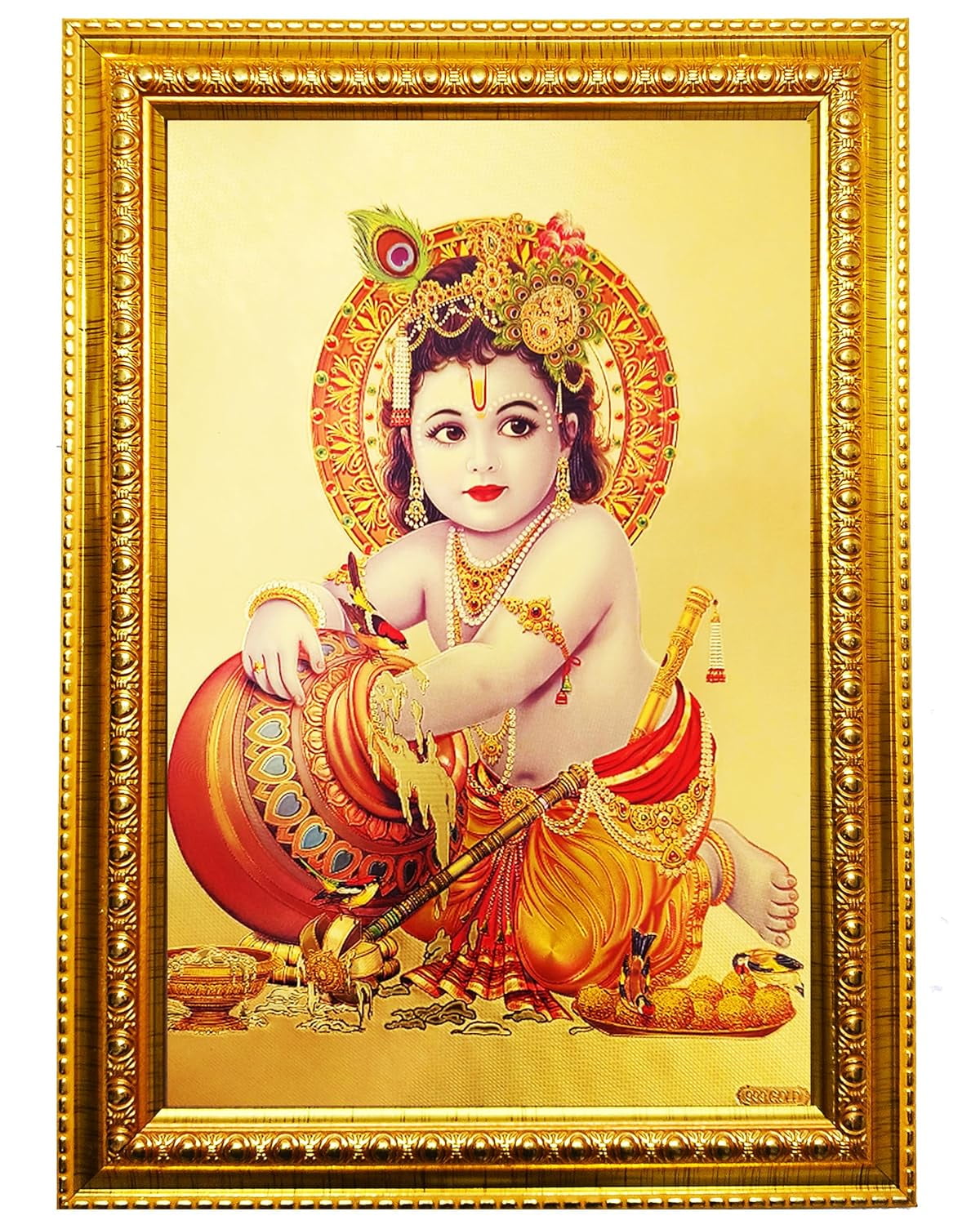 AR Creative Gold Foil Embossed Photo Frame of Bal Gopal Shri Krishna ...