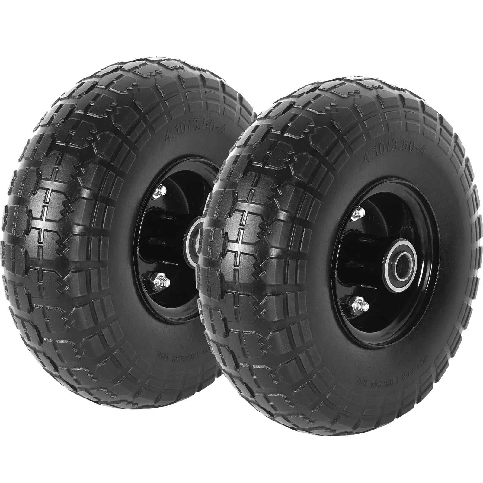 AR-PRO (2-Pack) 10-Inch Solid Tire 4.10/3.50-4" Tire and Wheels Flat Free with 5/8" Bearings, 2. ...