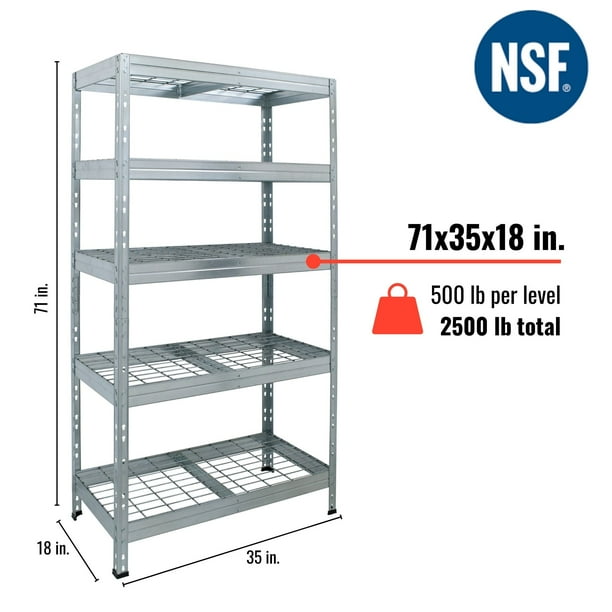 AR Shelving 35 x 18 x 71 in. Galvanized Shelving Unit 5-Tier Wire Rust ...