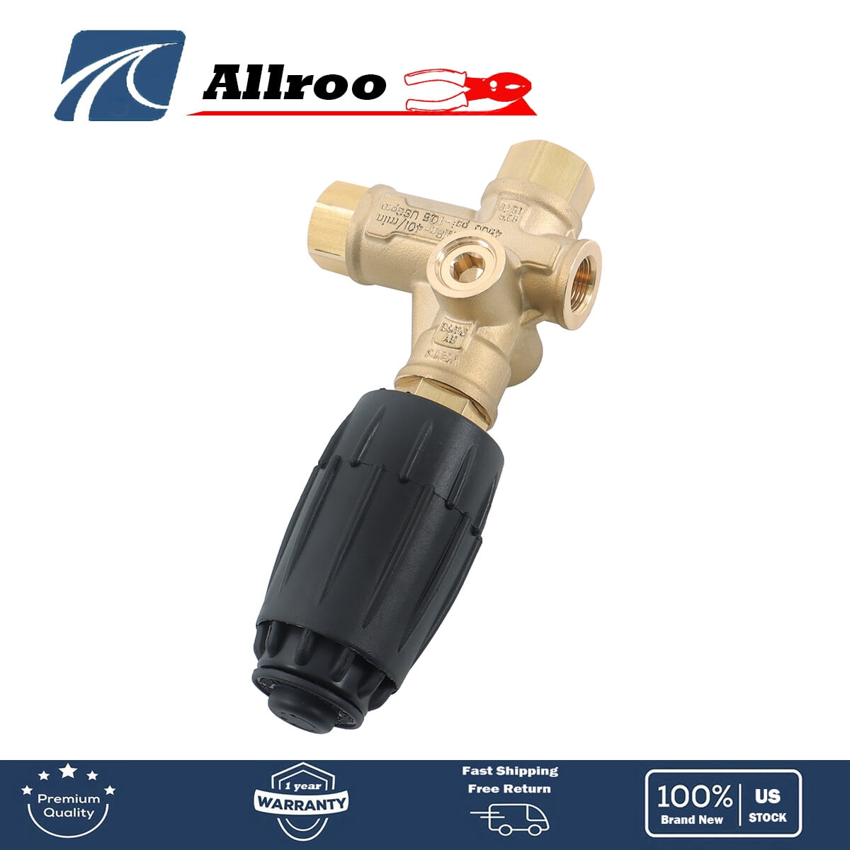 AR VRT3-310 Unloader VALVES Washer Pump 4500 PSI (Black) VRT-3 AL607 ...
