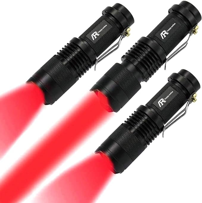 AR happy online 3 Pack Red Light Flashlight, 3 Modes Mini Red LED ...