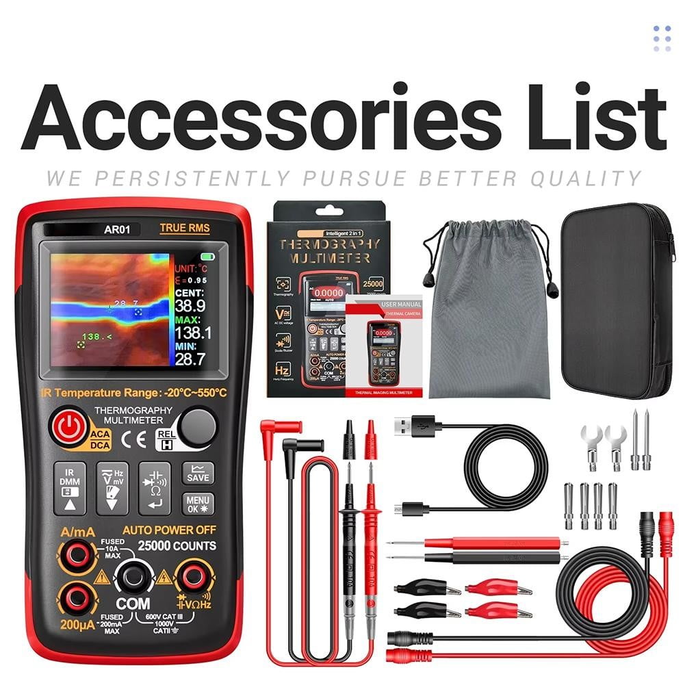 AR01 Thermal Imaging Multimeter Type-C Charging 1000V 25000 Times ...
