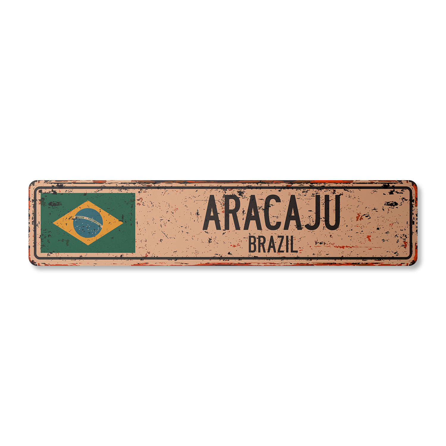 ARACAJU BRAZIL Vintage Plastic Street Sign Brazilian flag city country ...