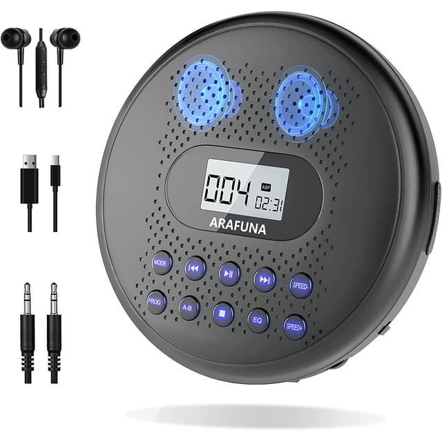 ARAFUNA Portable CD Player with Stereo Speakers, Rechargeable, Anti ...