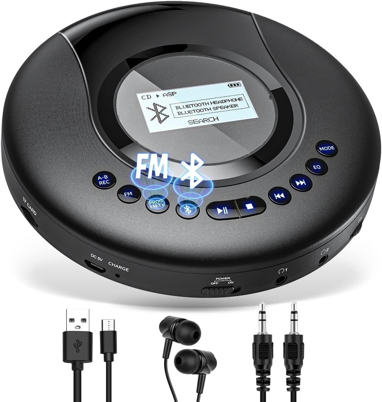 ARAFUNA Bluetooth Enabled Portable CD Player for Car/Home/Travel with ...