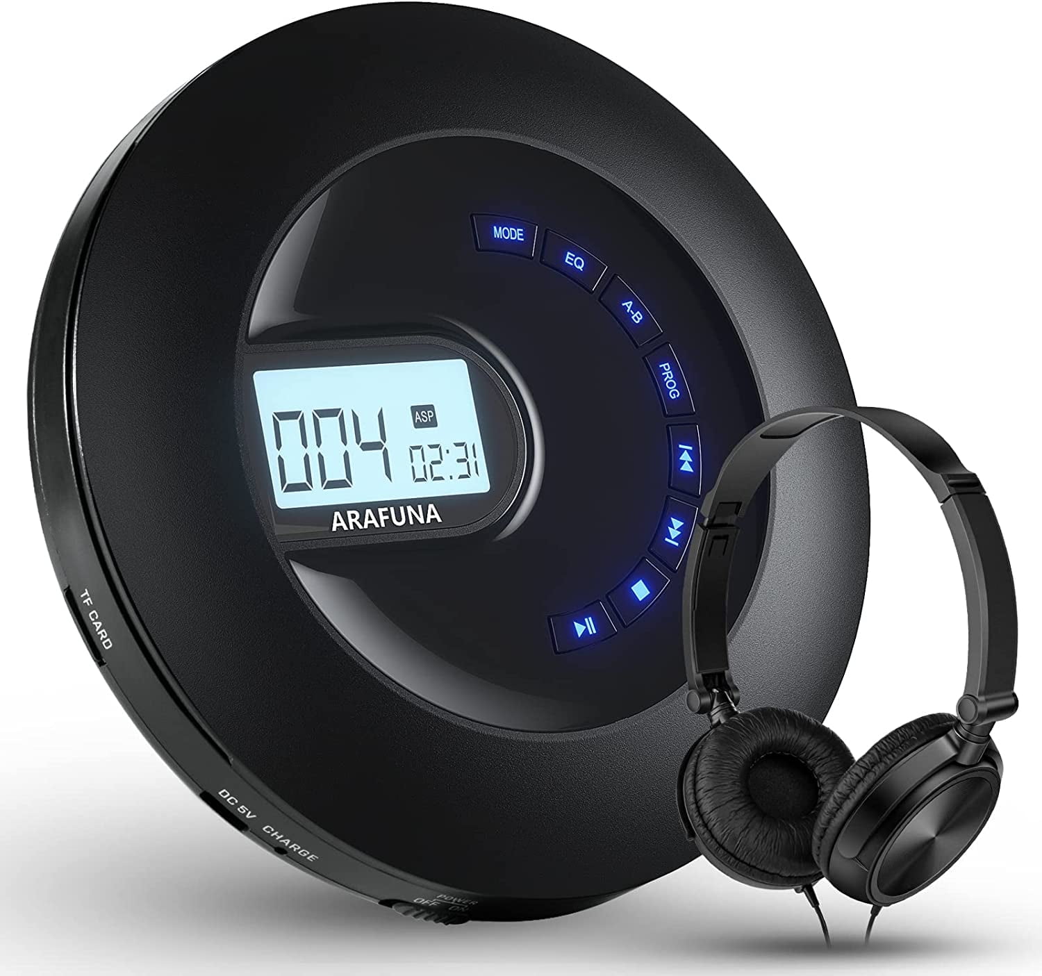 ARAFUNA Portable Handheld CD Player with Headphone, Car Disc Connection ...