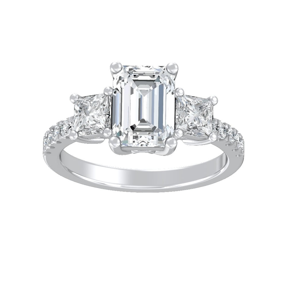 ARAIYA FINE JEWELRY 10K White Gold Emerald, Princess and Round Shape ...