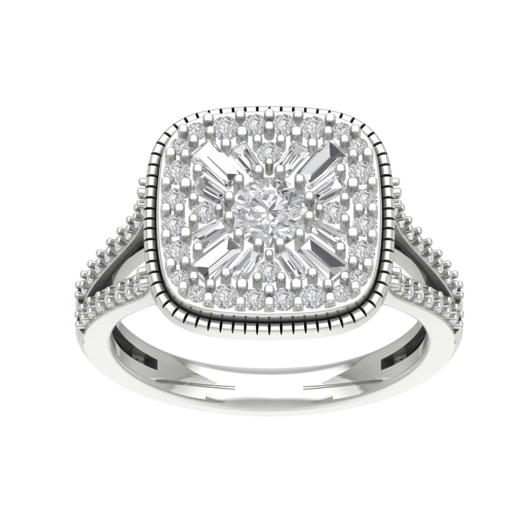 ARAIYA FINE JEWELRY 10K White Gold Lab Grown Diamond Cluster Ring (1 1/ ...