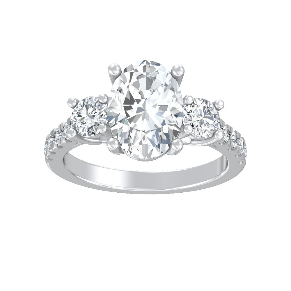 ARAIYA FINE JEWELRY 10K White Gold Oval and Round Shape Lab Grown ...