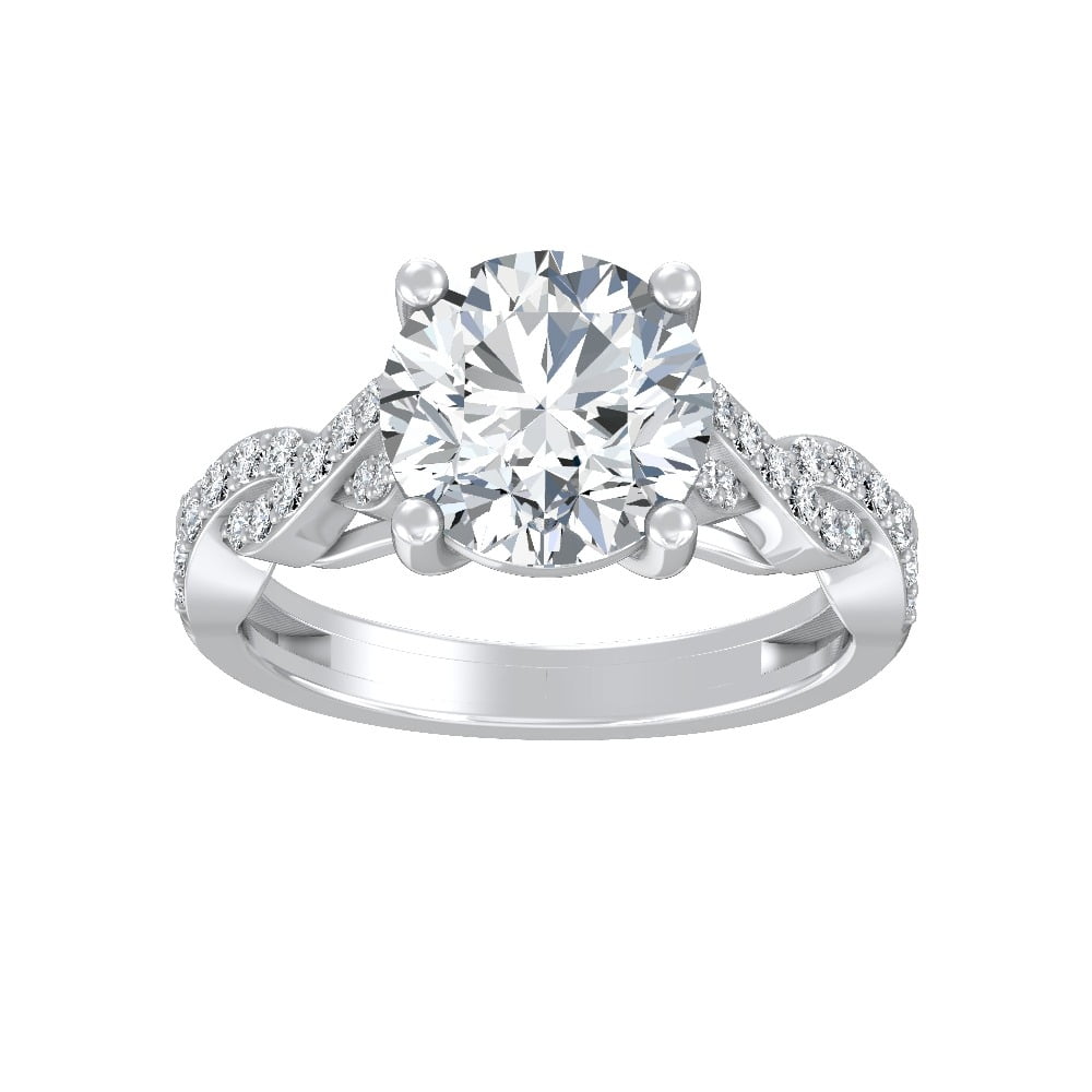 ARAIYA FINE JEWELRY 10K White Gold Round Shape Lab Grown Diamond Prong ...