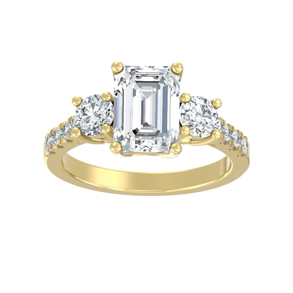 ARAIYA FINE JEWELRY 10K Yellow Gold Emerald and Round Shape Lab Grown ...