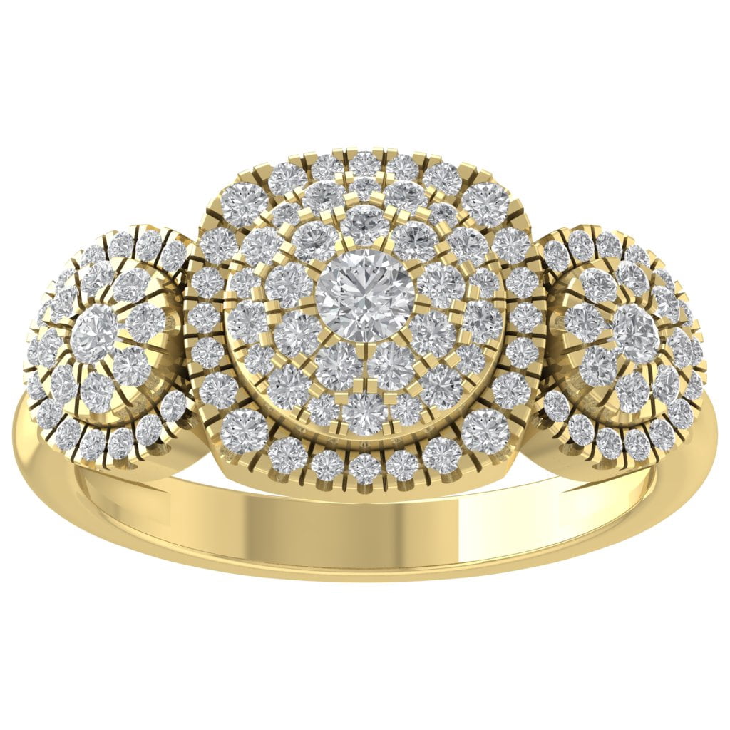 ARAIYA FINE JEWELRY 10K Yellow Gold Lab Grown Diamond Halo Band Ring (3 ...