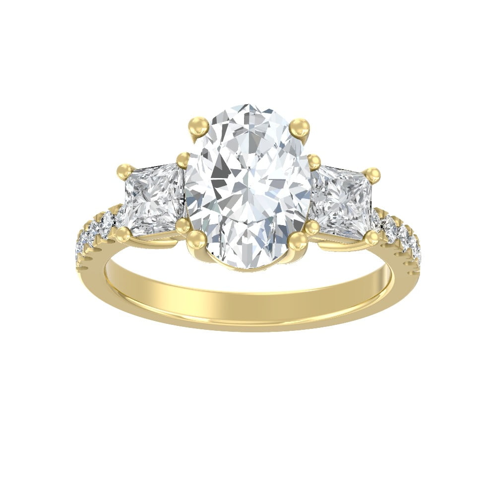 ARAIYA FINE JEWELRY 10K Yellow Gold Oval Princess and Round Shape Lab ...