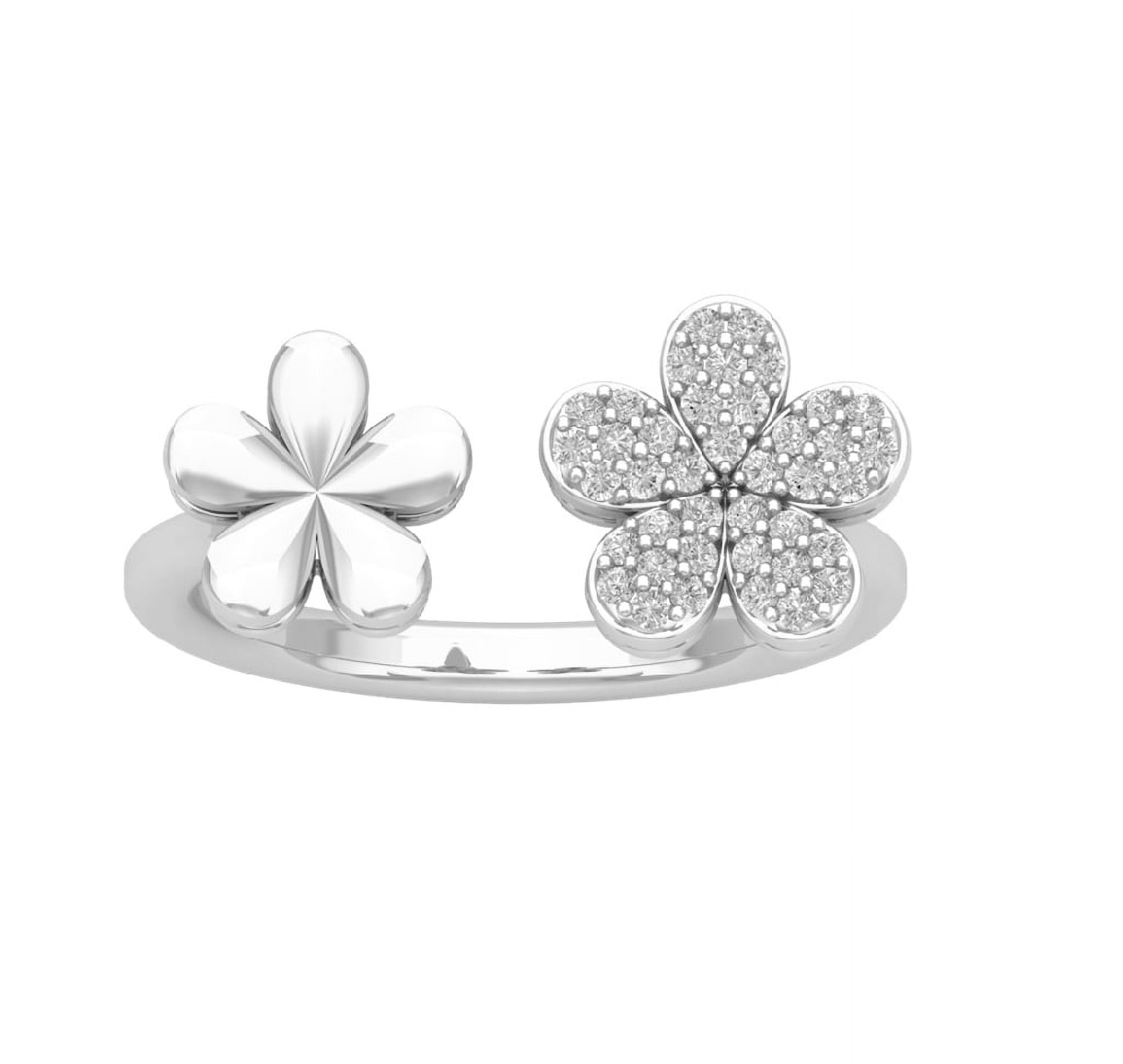 ARAIYA FINE JEWELRY 14K White Gold Lab Grown Diamond Double Flower Ring ...
