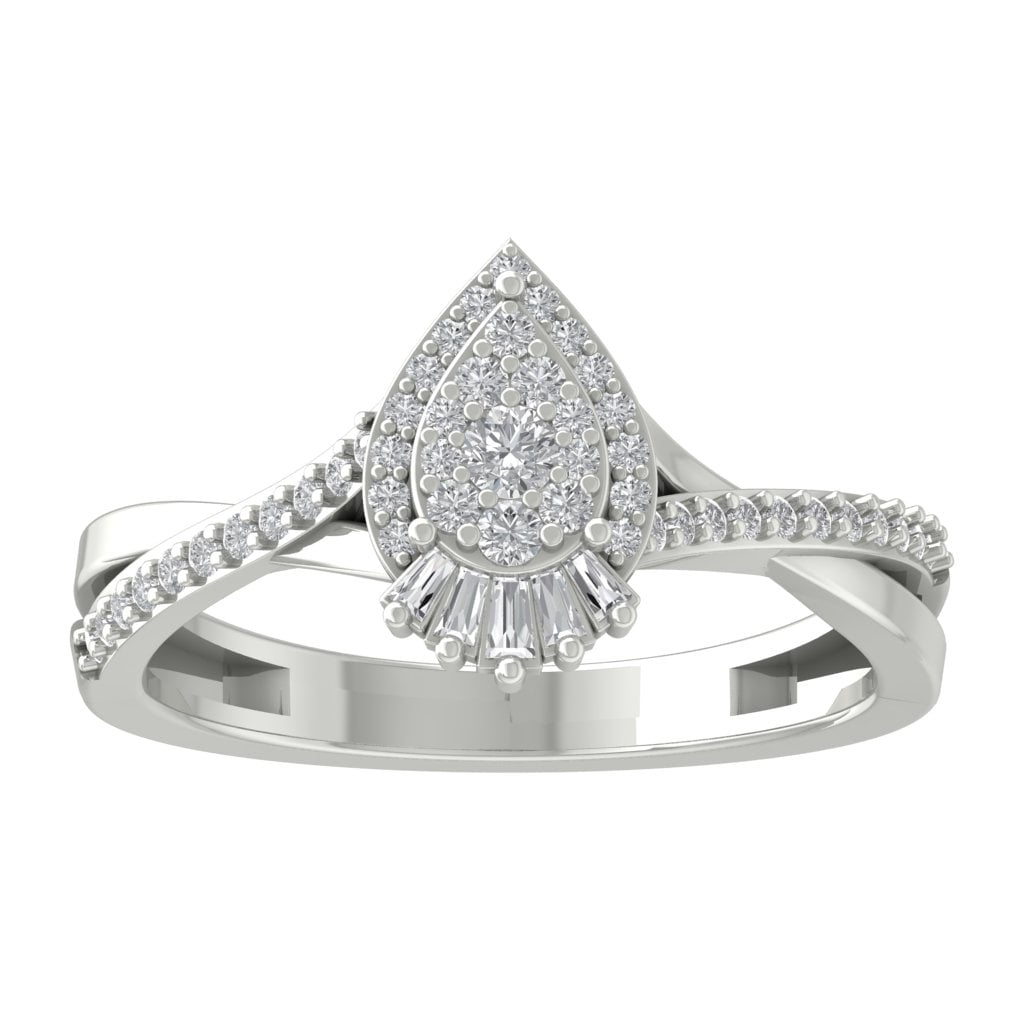 ARAIYA FINE JEWELRY 14K White Gold Round and Baguette Lab Grown Diamond ...