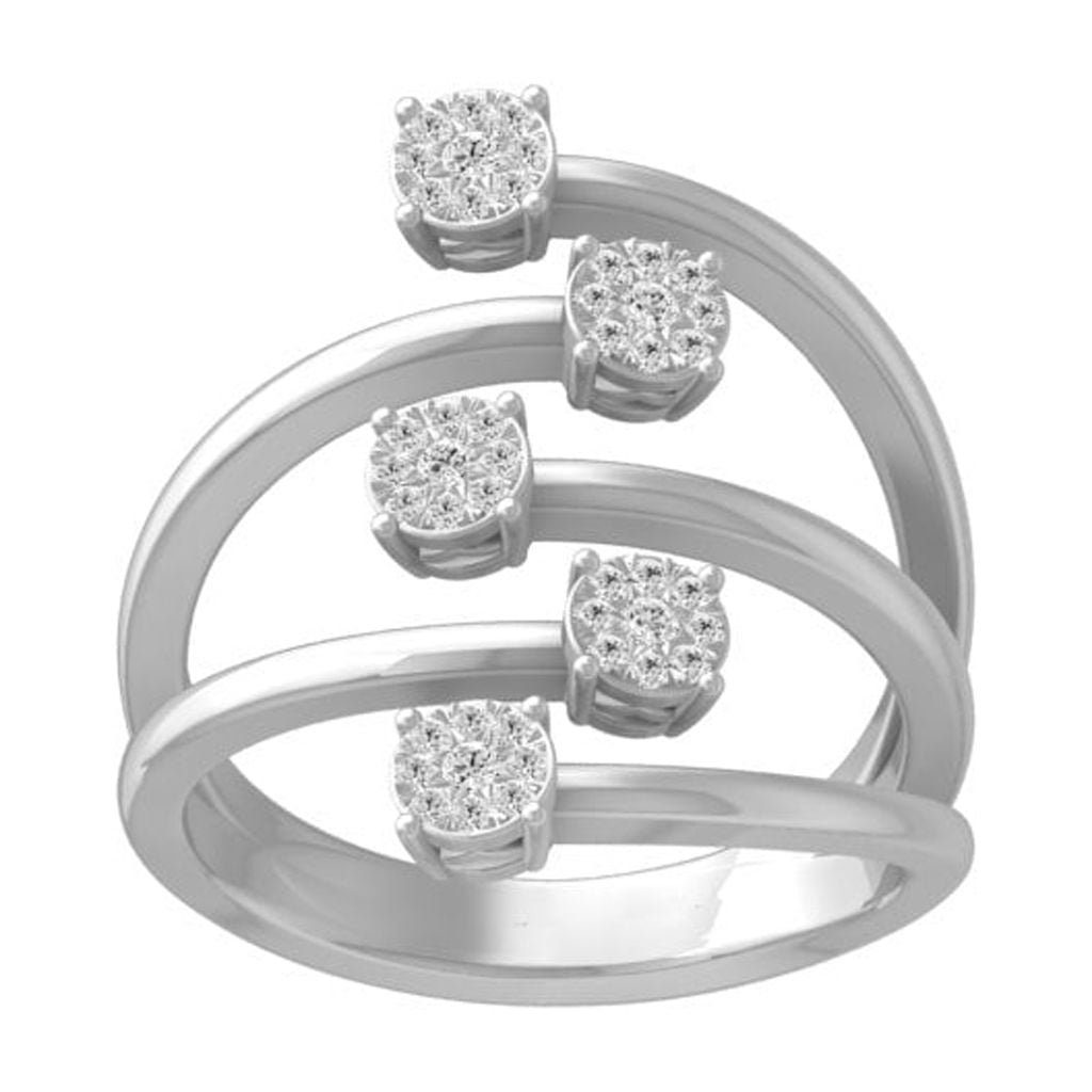 ARAIYA FINE JEWELRY 925 Sterling Silver Round Lab Grown Diamond Cluster ...