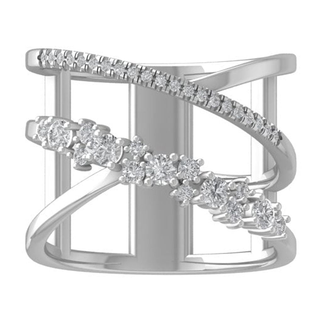 ARAIYA FINE JEWELRY 925 Sterling Silver Round-shape Lab Grown Diamond Fashion Ring (1/2 cttw, VS ...