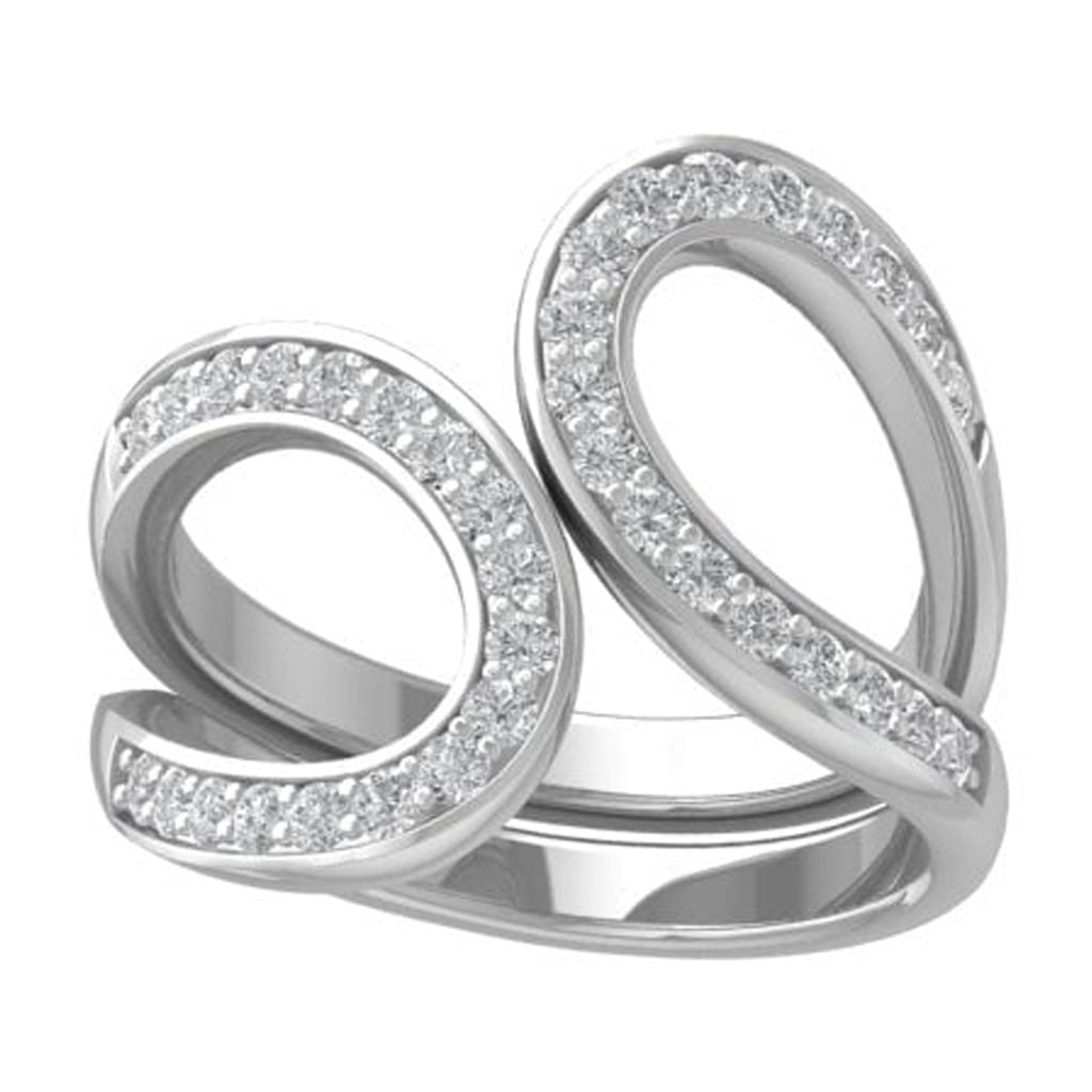 ARAIYA FINE JEWELRY Sterling Silver Diamond Bypass Open Band Ring (1/4 ...