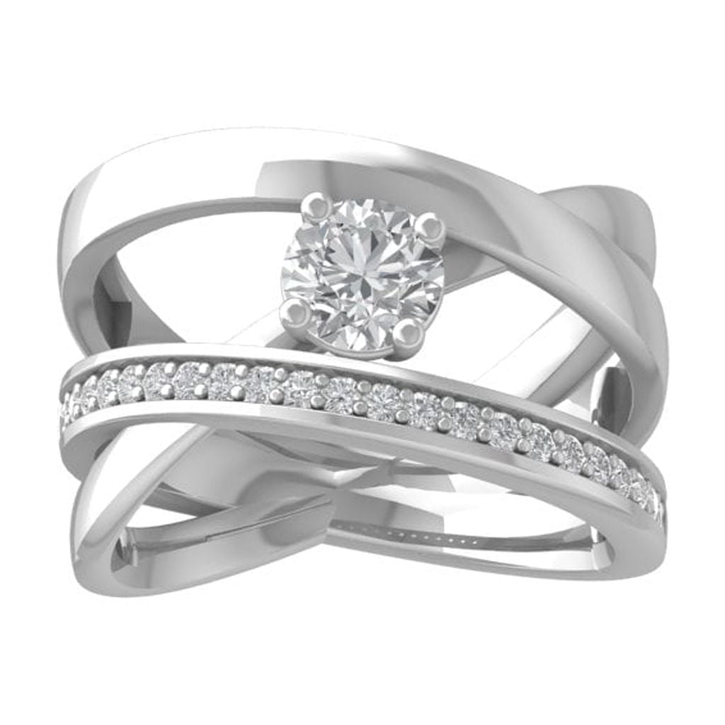 ARAIYA FINE JEWELRY Sterling Silver Diamond Composite Engagement Ring ...