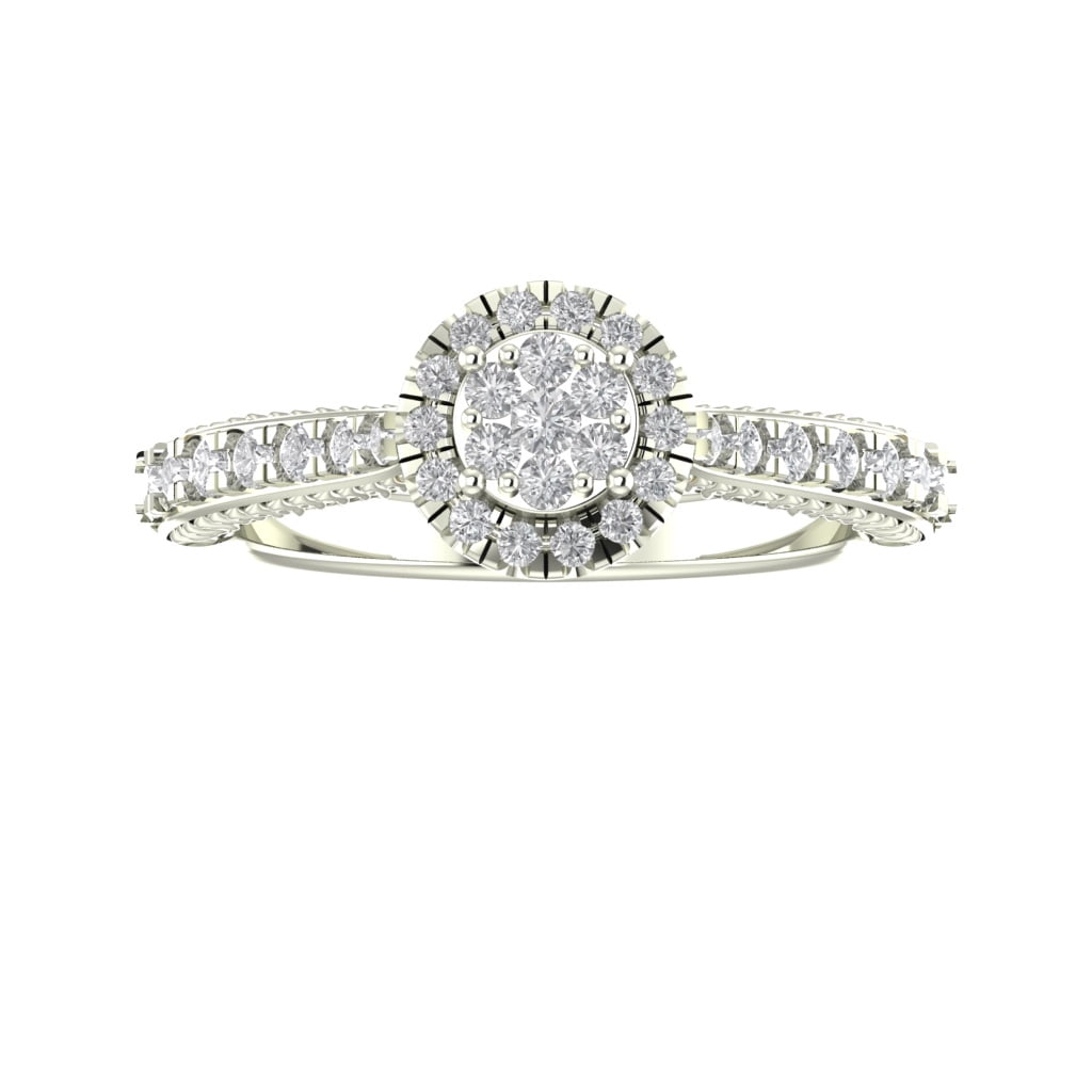 ARAIYA FINE JEWELRY Sterling Silver Lab Grown Diamond Halo Band Ring (5 ...
