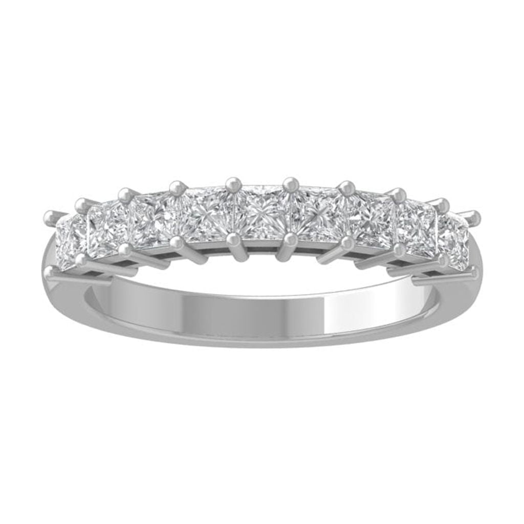 Araiya Fine Jewelry Sterling Silver Princess-shape Diamond Wedding Band ...
