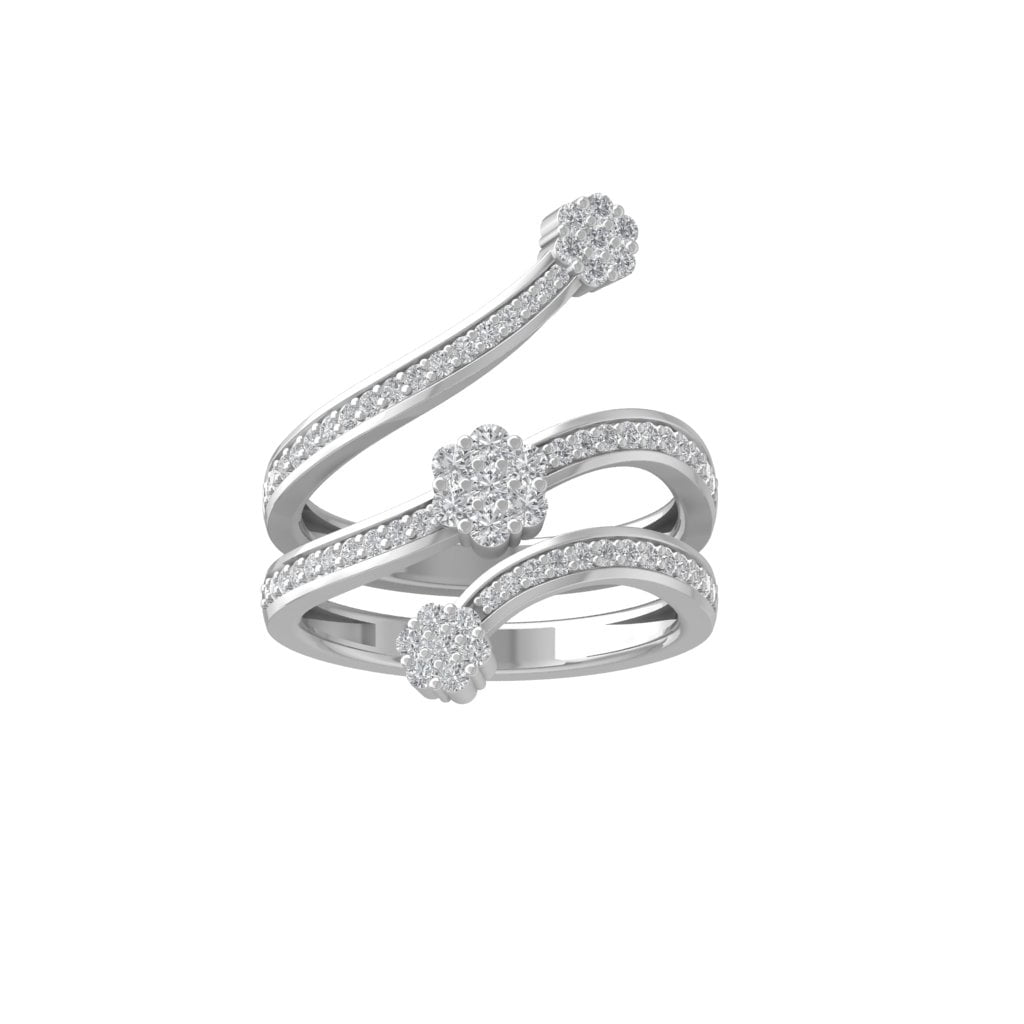 ARAIYA FINE JEWELRY Sterling Silver Round Cluster Lab Grown Diamond ...