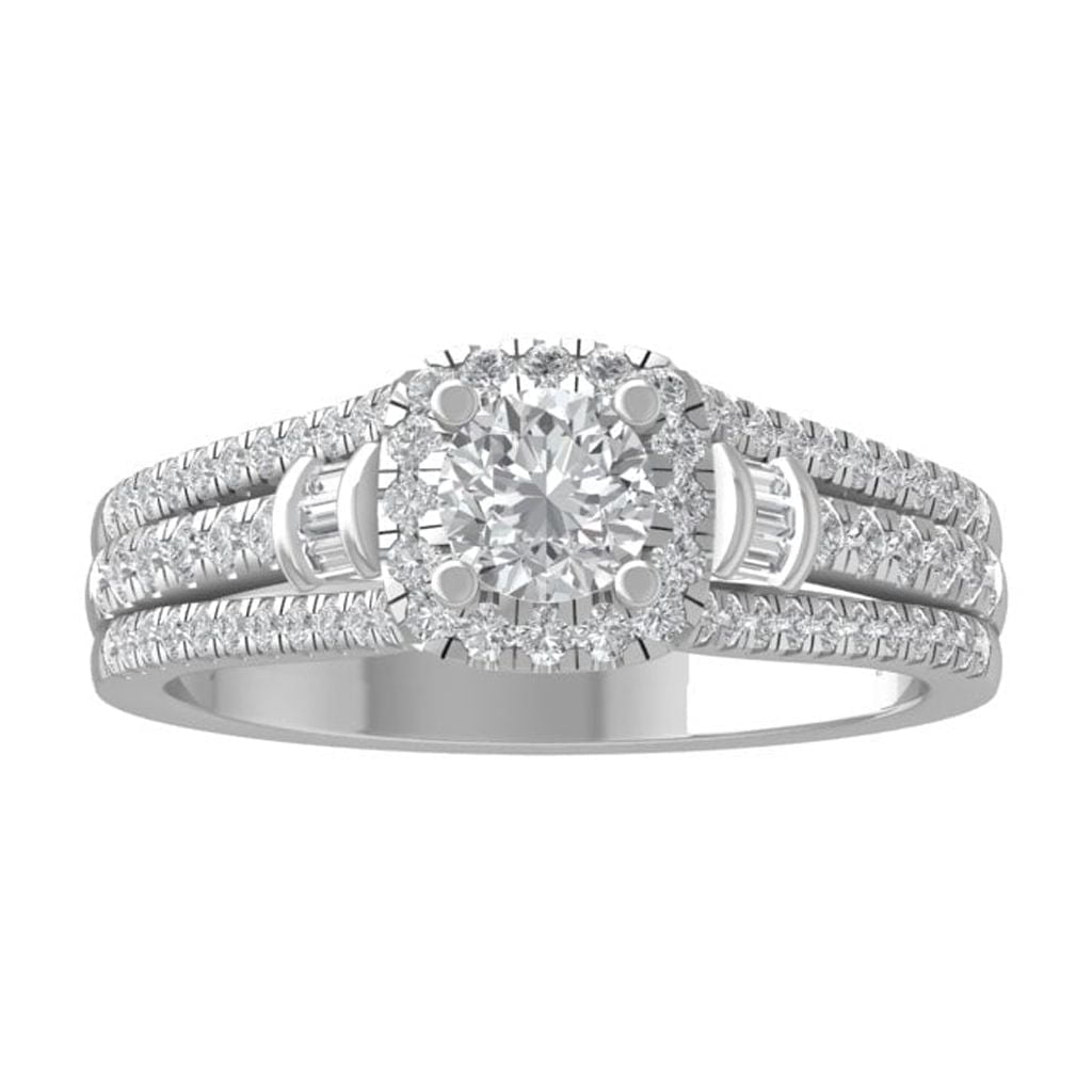 ARAIYA FINE JEWELRY Sterling Silver Round and baguette-shape Diamond ...