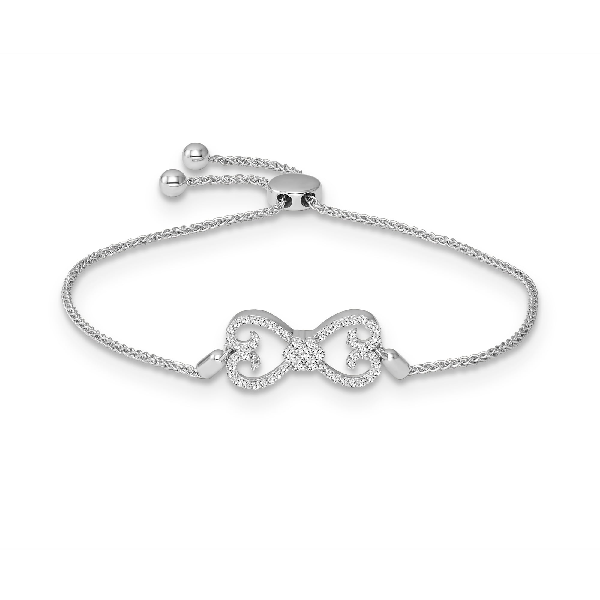 ARAIYA Sterling Silver Diamond Infinity Bolo Bracelet for Women (1/4 ...