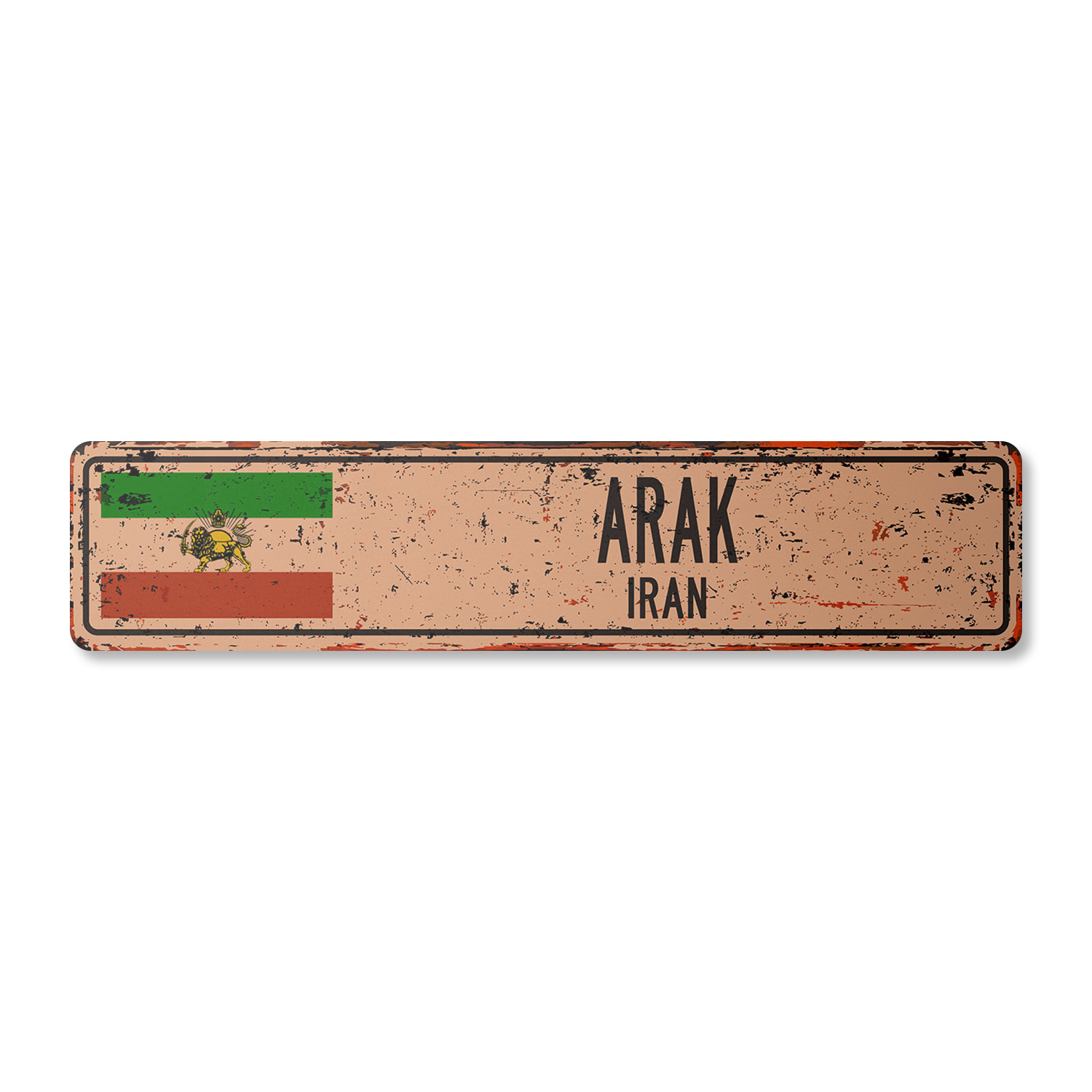 ARAK IRAN Vintage Plastic Street Sign Iranian flag city country road ...
