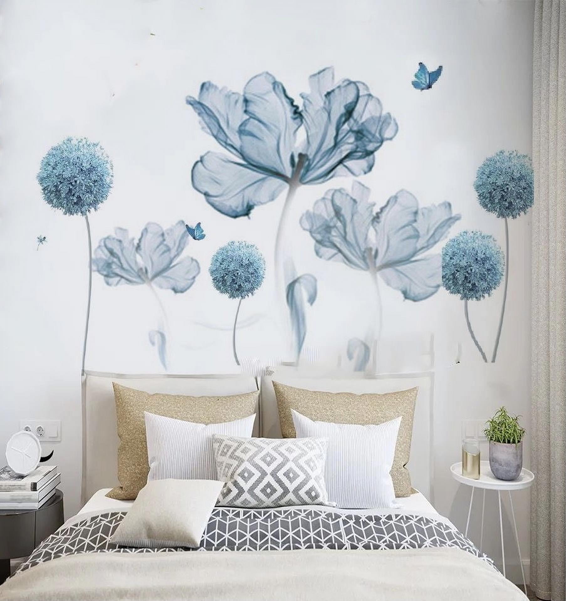 ARAWARA Blue Flowers Large Wall Art Decal Home Wall Flower Vinyl (2 ...
