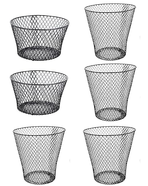 ARBL 6-Pack Black Wire Mesh Round Waste Baskets Lightweight Trash Can ...